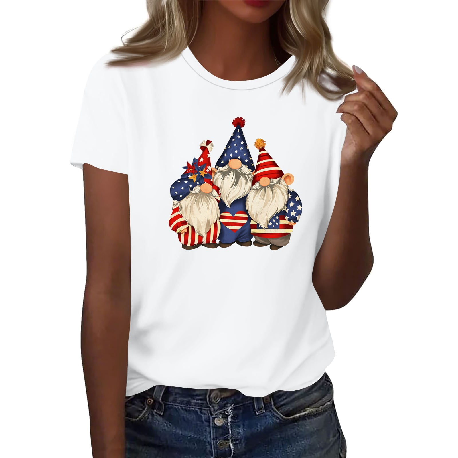 Dorkasm Womens Patriotic Tees Funny Short Sleeve USA Flag Shirts Crew ...