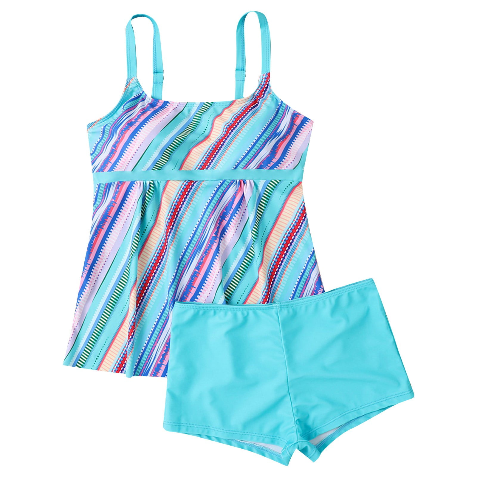 Dorkasm Womens Plus Size Two Piece Blouson Tankini Swimsuit Swim Top ...