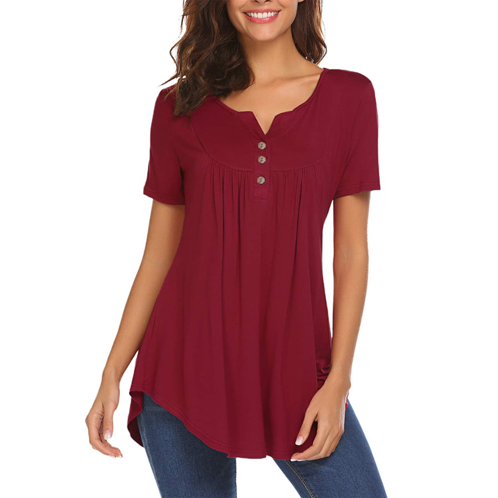 Dorkasm Womens Tunic Tops Pleated Button Down Tops For Women Gradient