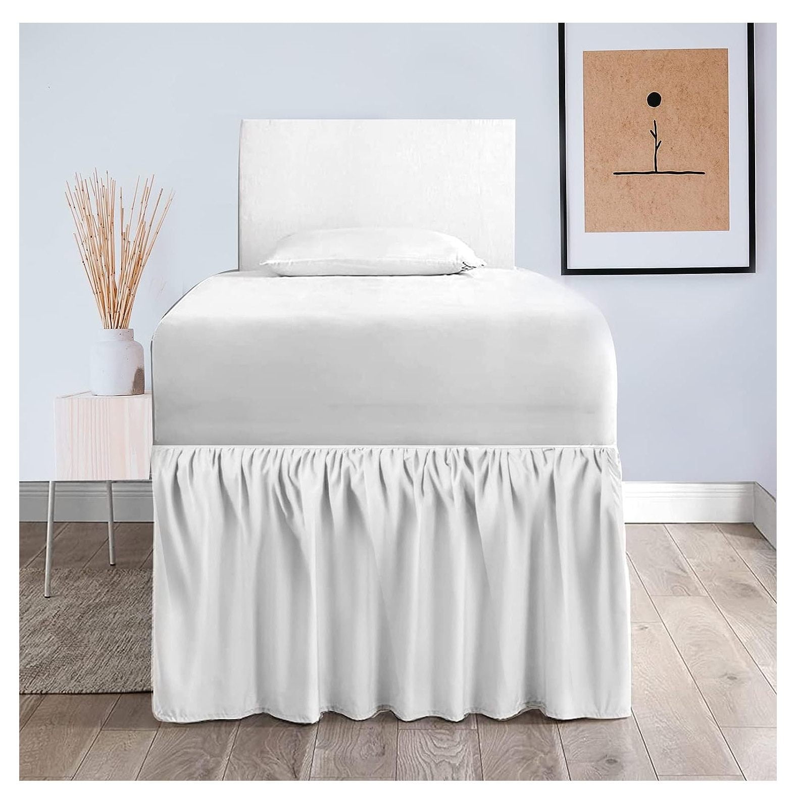 Dorm Bed Skirt Ruffled Extra Long Bed Skirt Xl 110g Brushed Cloth