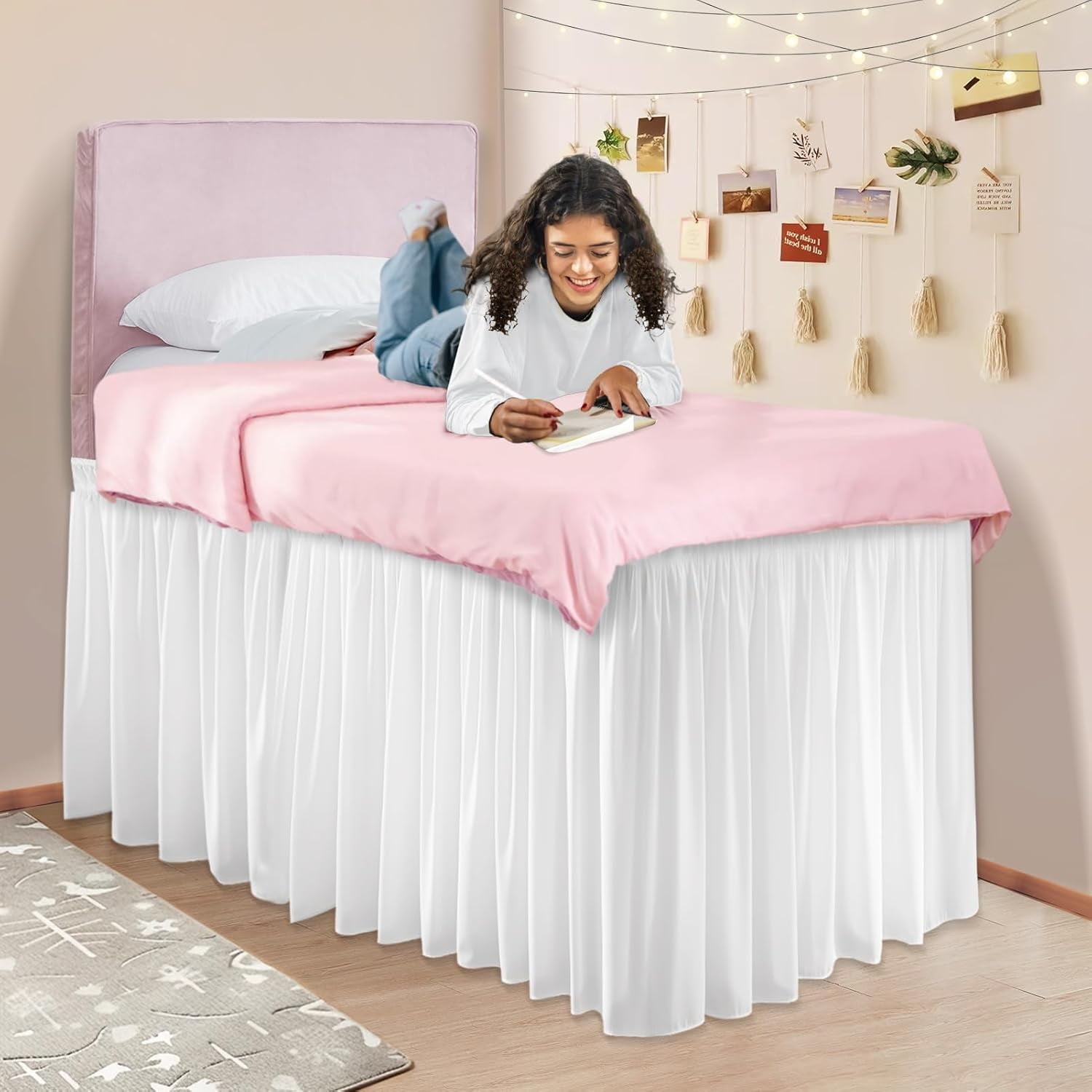 Dorm Bed Skirt for Twin-XL - 32" Drop College Dorm Room Bed Skirt, Pre ...