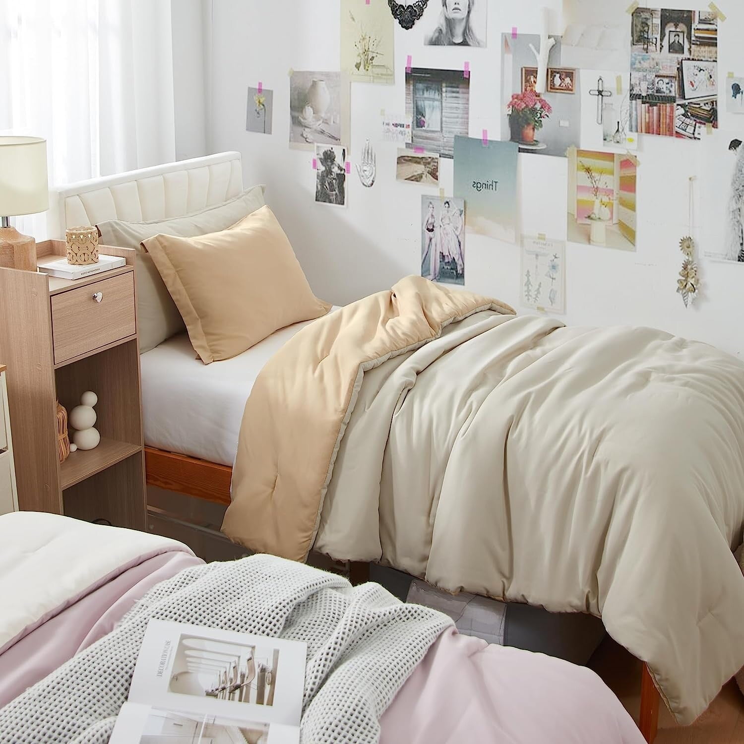 DormCo ® - Cozy College Comforter Set - Twin XL Reversible Bedding Oat ...