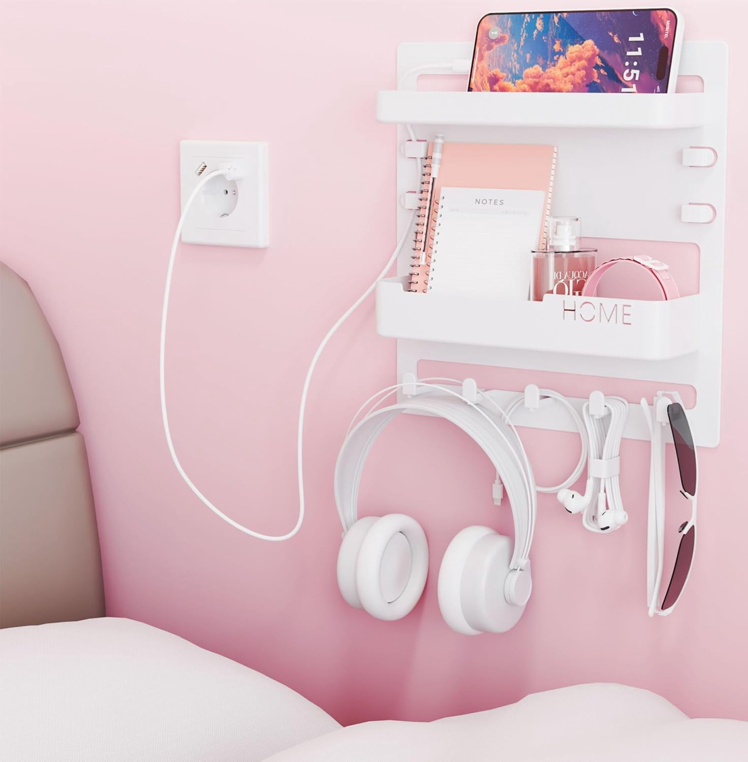 Dorm Room Essentials for Girls - Bedside Wall Organizer,Room Decor for ...