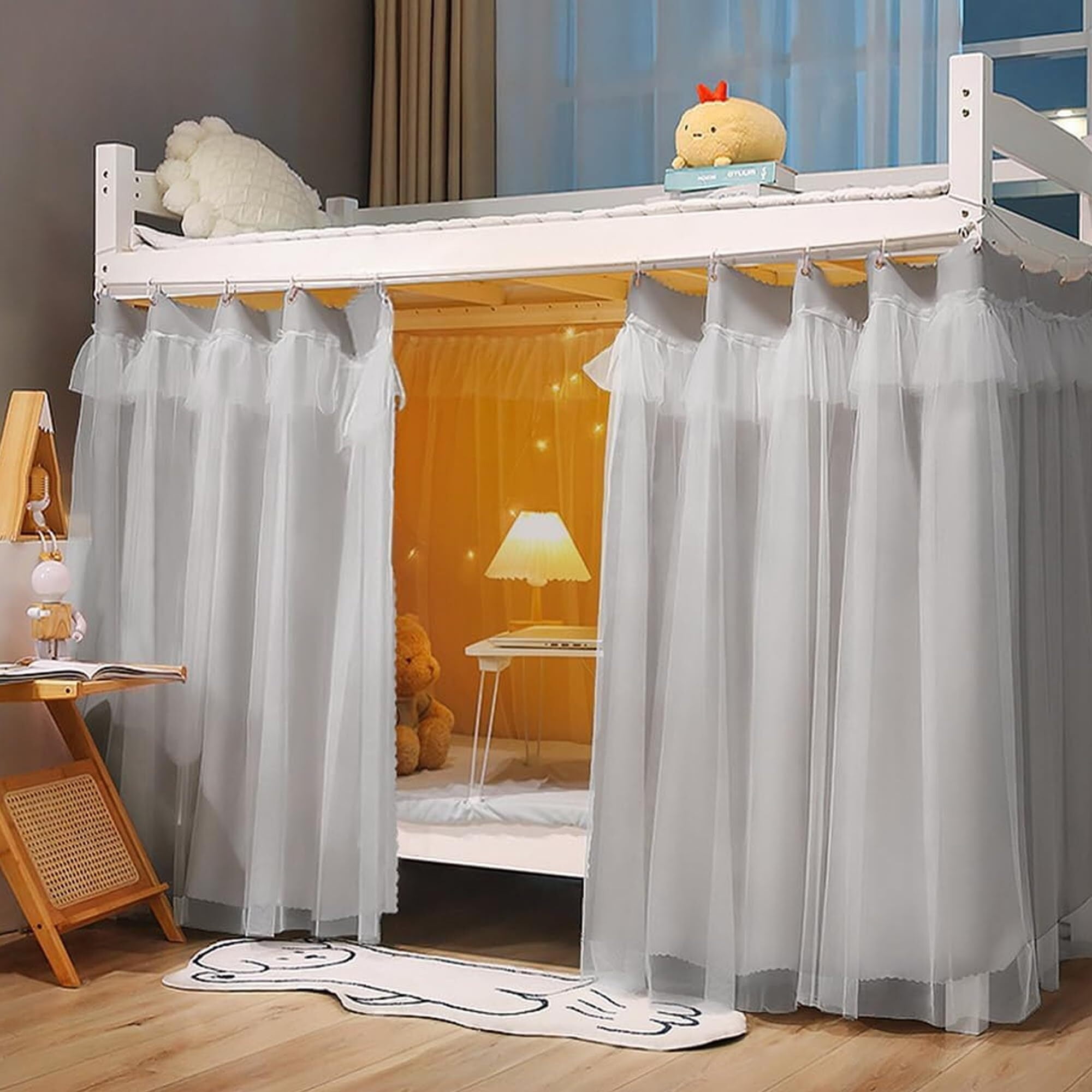 Dorm Single Twin Bunk Bed Tents Drapes Dustproof Blackout Underbed ...