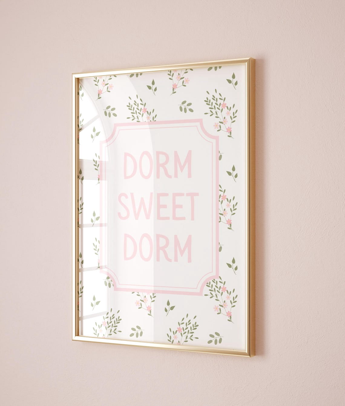 Dorm Sweet Dorm Art Print, Light Pink Floral Dorm Decor, Dorm Sweet ...