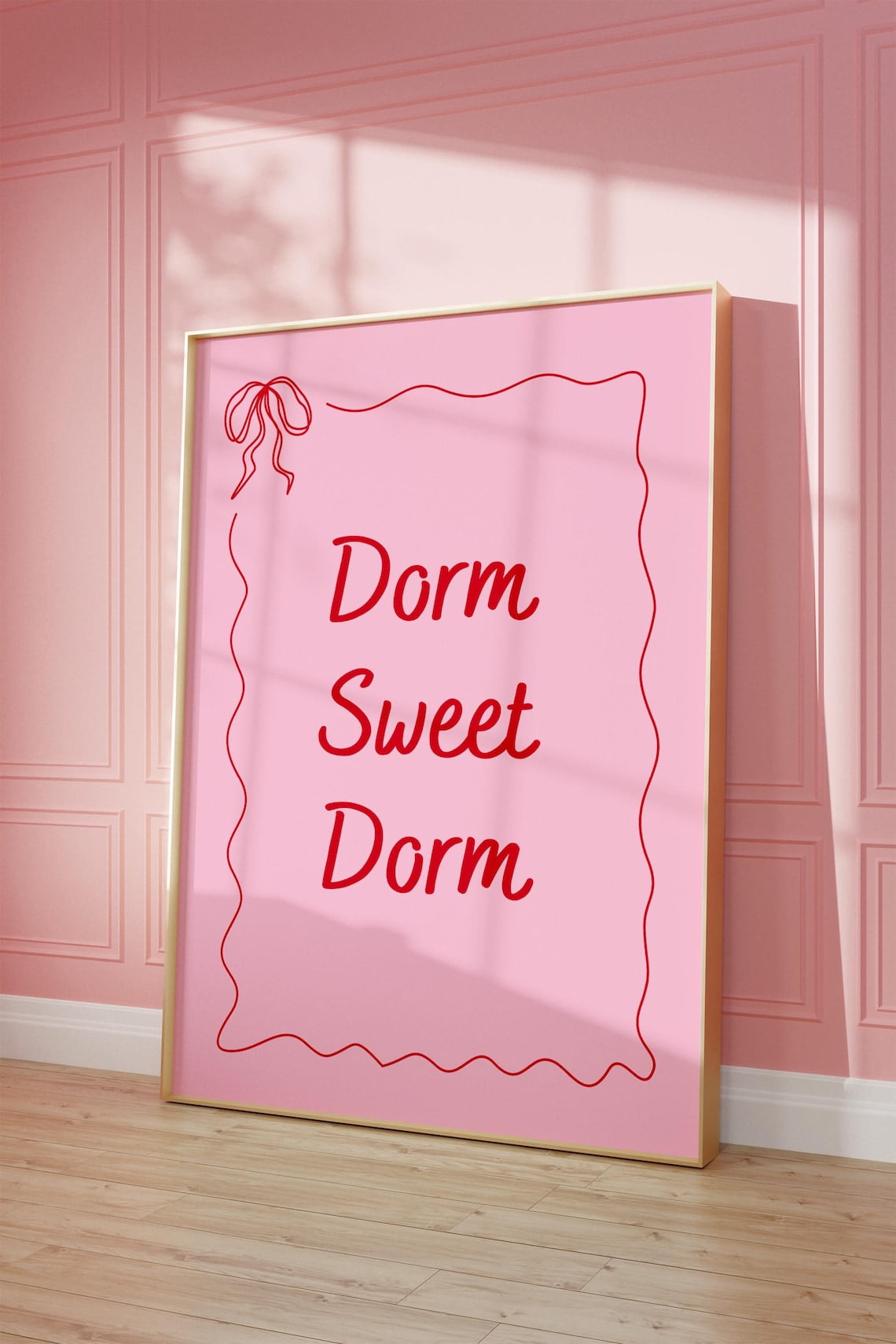 Dorm Welcome Sign Pink Red Quote Wall Art, Stretched Canvas Size 16x24 ...