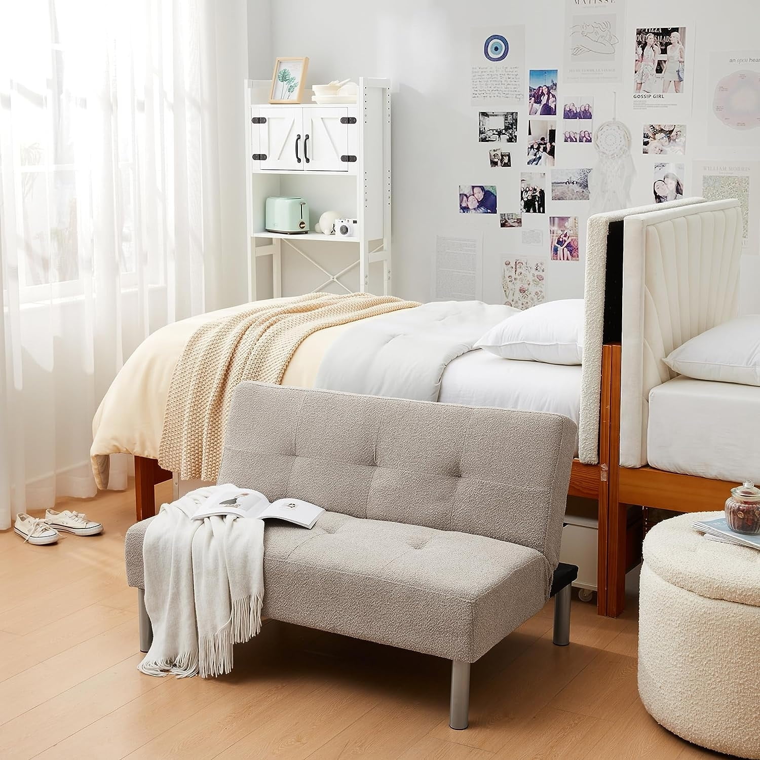 DormCo 2East Boucle Mini-Futon by Taupe - Walmart.com