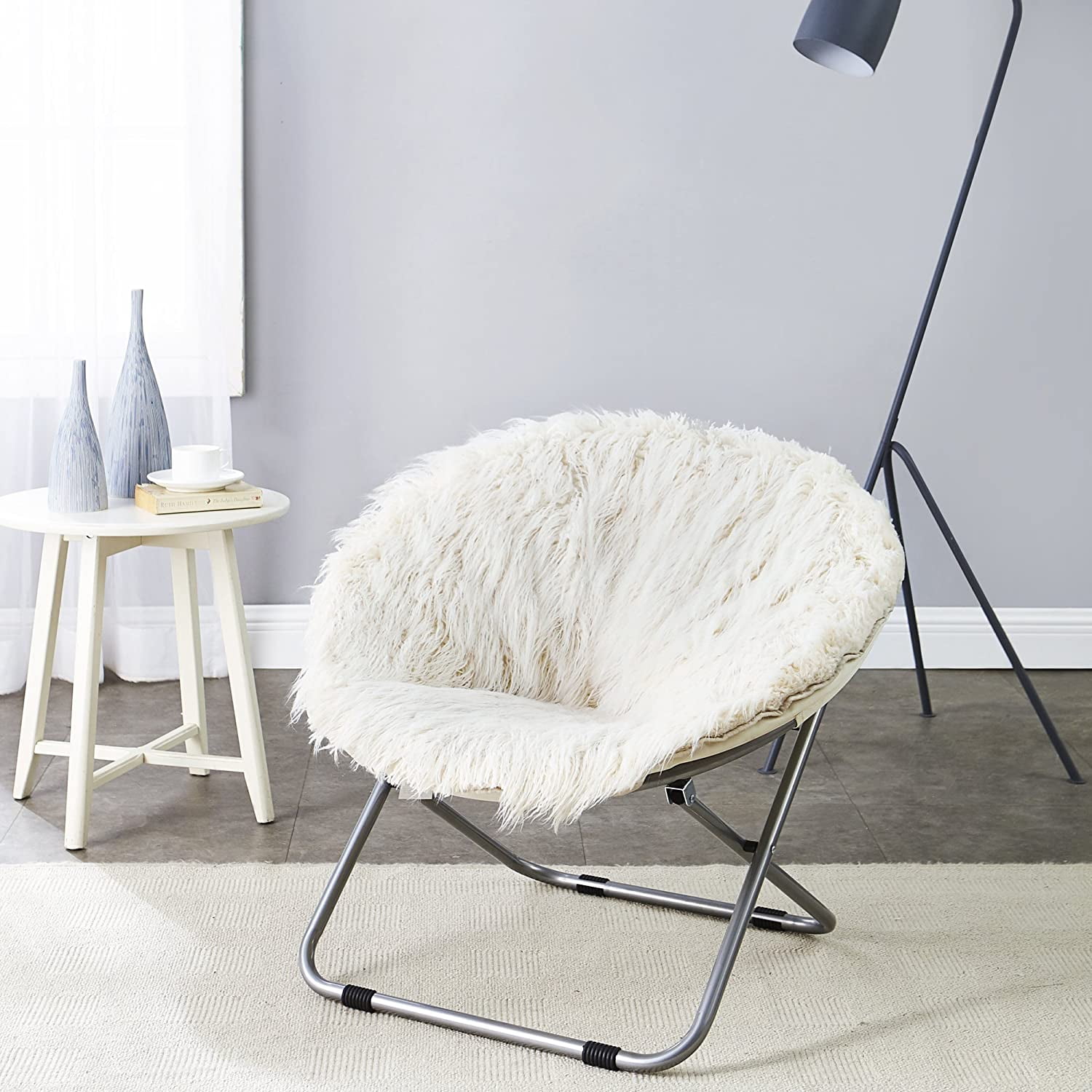 DormCo Fur Moon Chair - Polar White - Walmart.com
