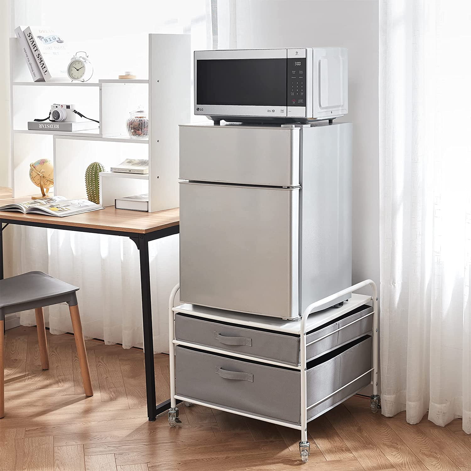 DormCo Mini-Fridge Stand on Wheels - Supreme Organization - White Metal ...