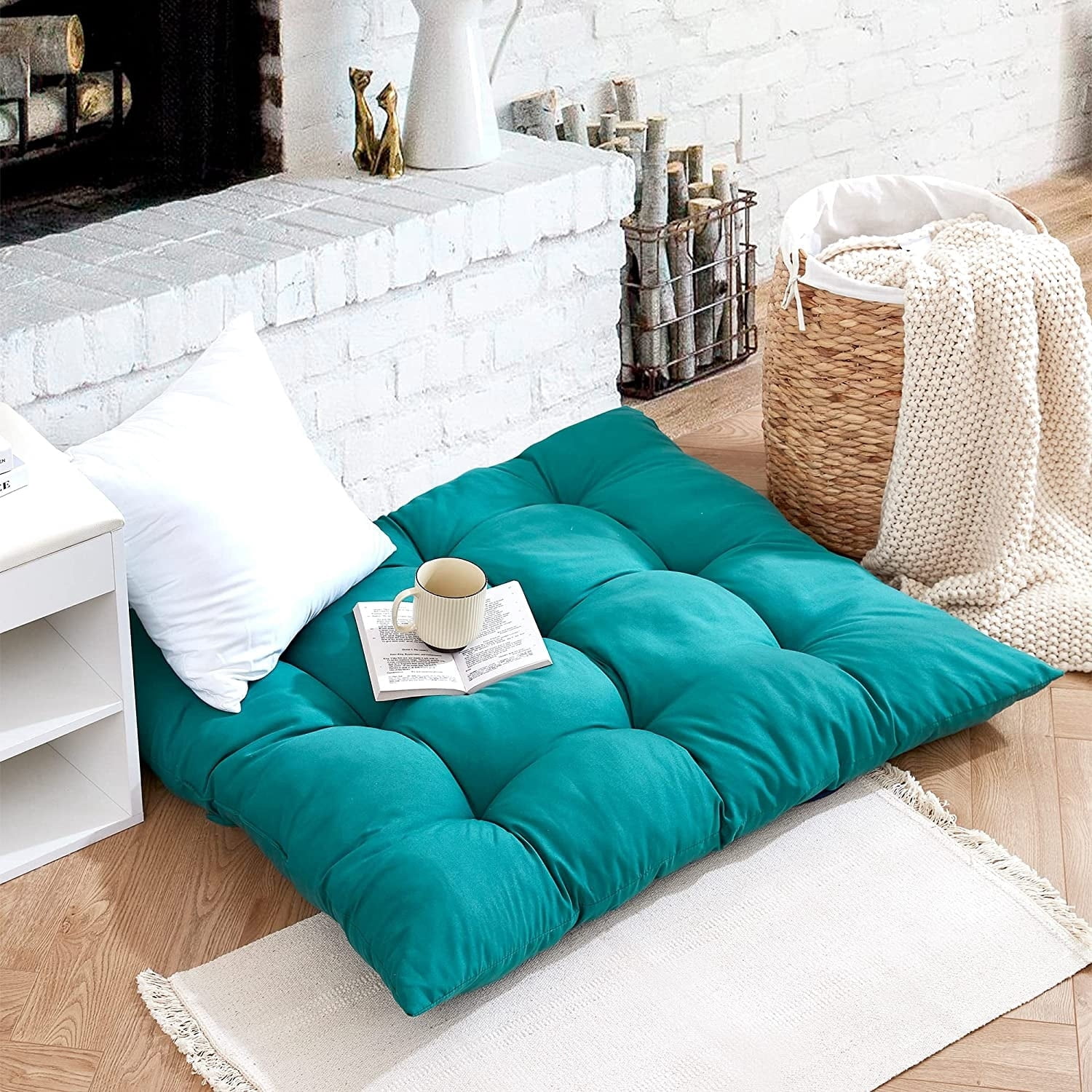 DormCo Rainha - Puffy Tufted Floor Pillow Emerald Green - Walmart.com