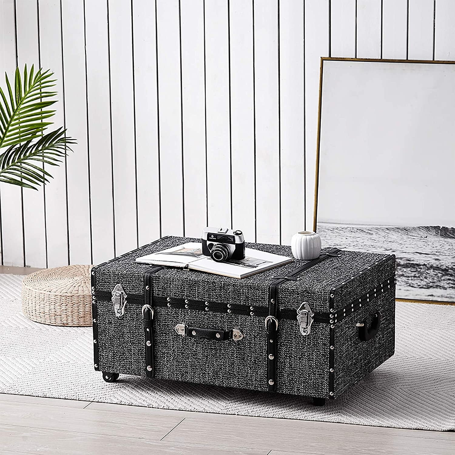 DormCo Texture® Brand Trunk - Black Threaded White - Walmart.com