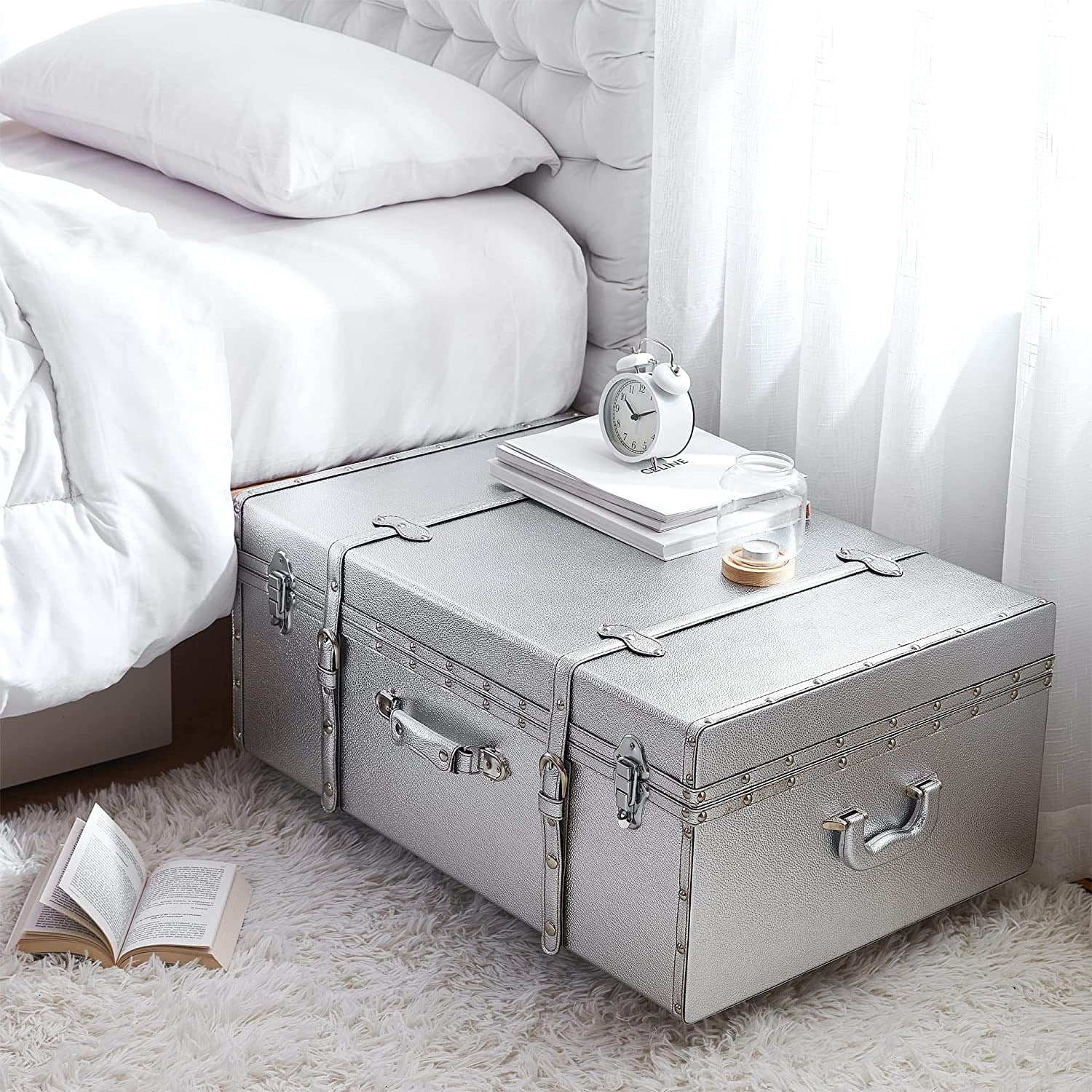 DormCo Texture® Brand Trunk - Raindrops - 29"L x 20"W x 14"H Silver ...