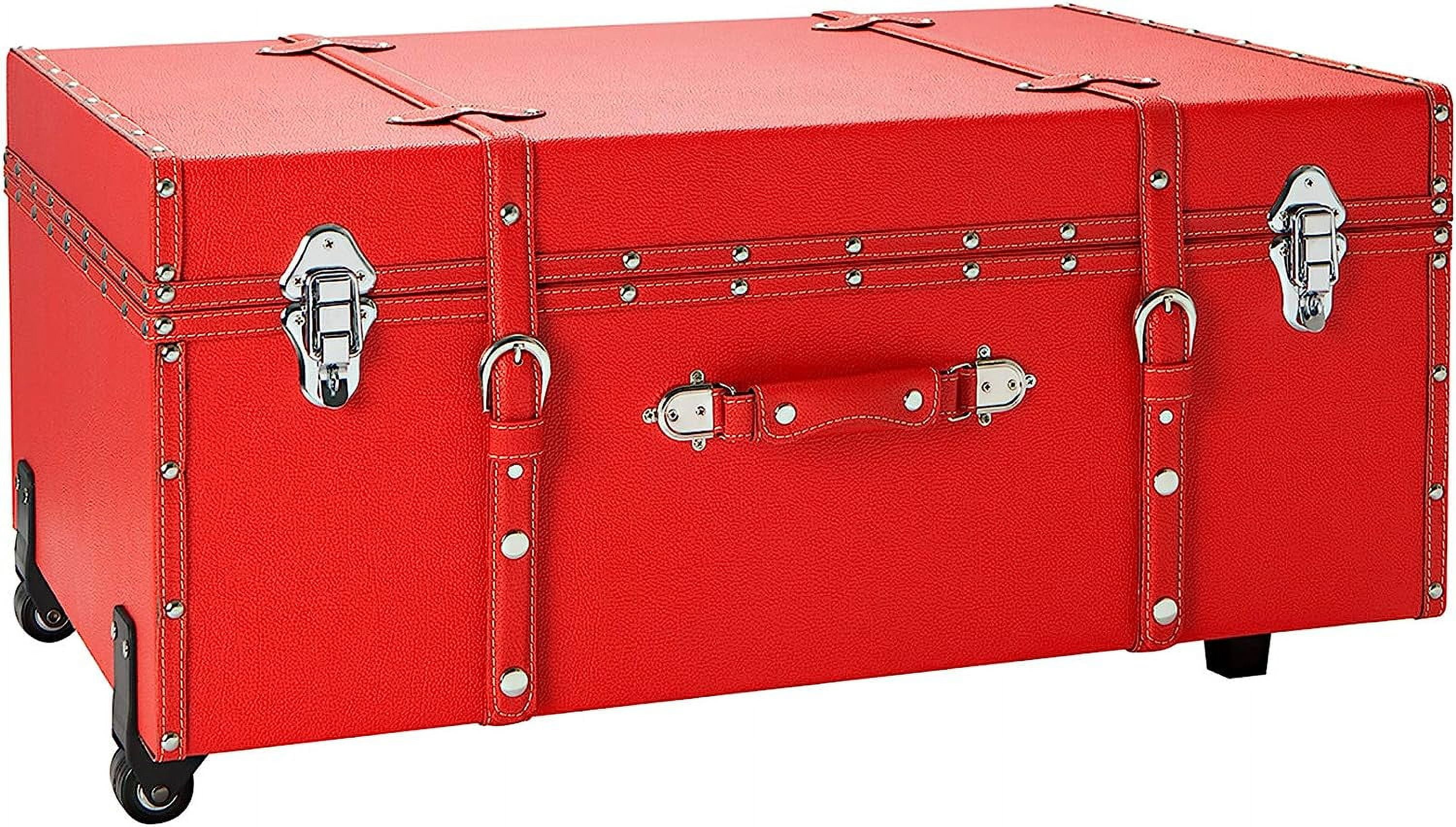 DormCo Texture® Brand Wheeled Storage Trunk - Red - Walmart.com
