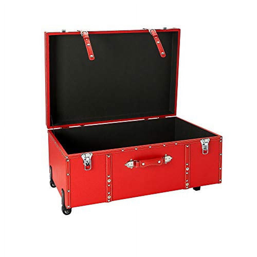 DormCo Texture® Brand Wheeled Storage Trunk - Red - Walmart.com