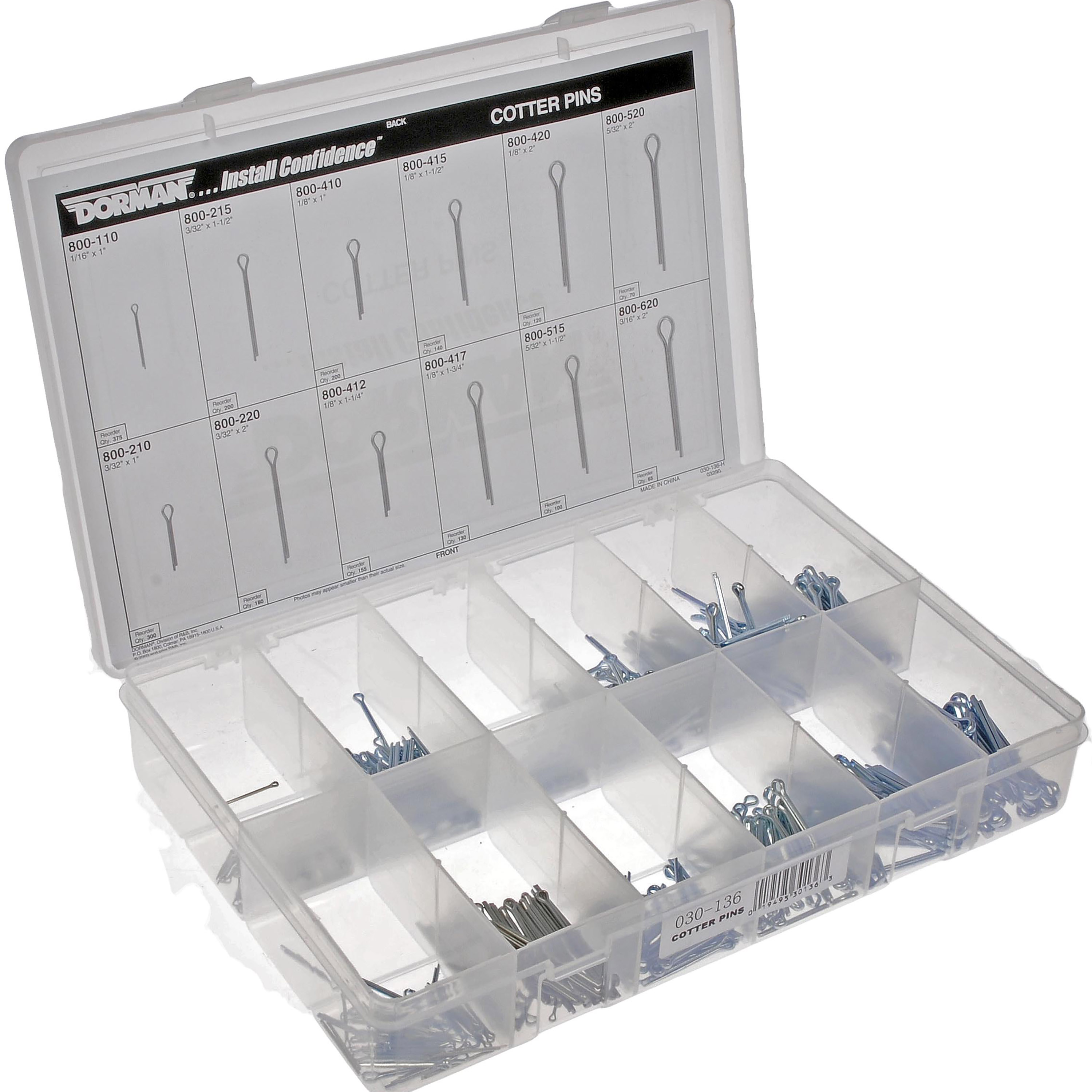 Dorman 030-136 Cotter Pin Tech Tray - 12 SKUs - 390 Pcs. (Pack of 390 ...