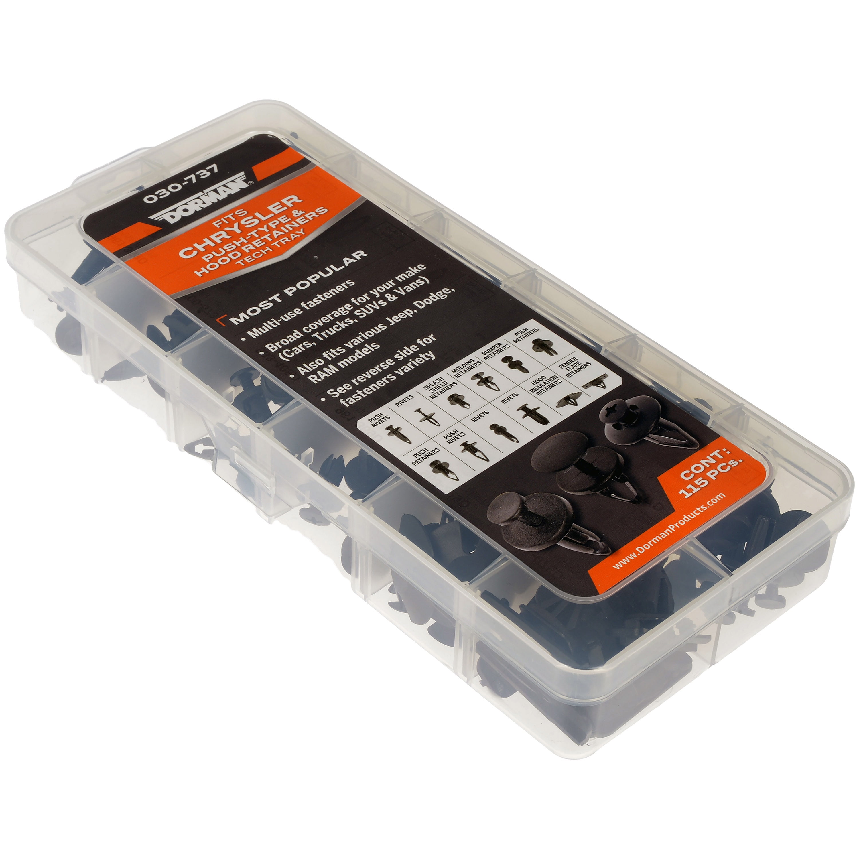 Dorman 030-737 Fastener Tech Tray - Push-Type And Hook Retainers (Pack ...
