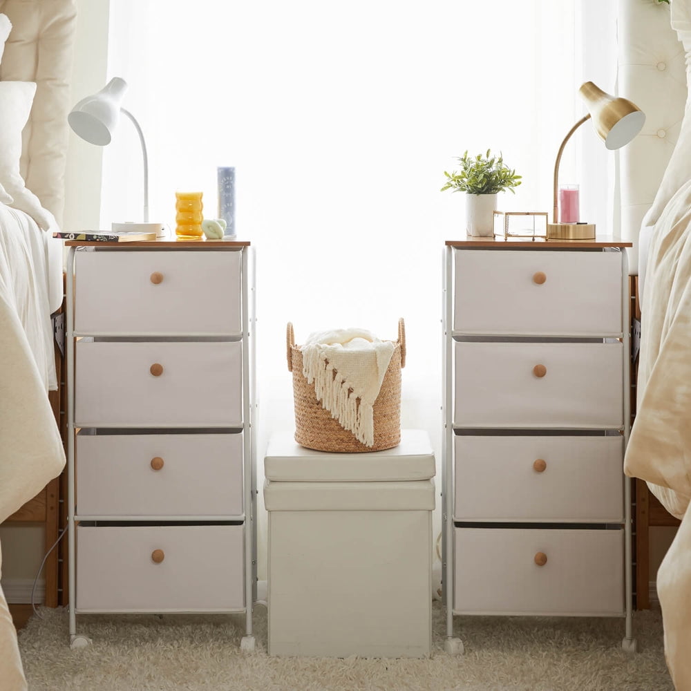 Dormify 4 Drawer Storage Cart on Wheels in Paige White, Bedroom ...