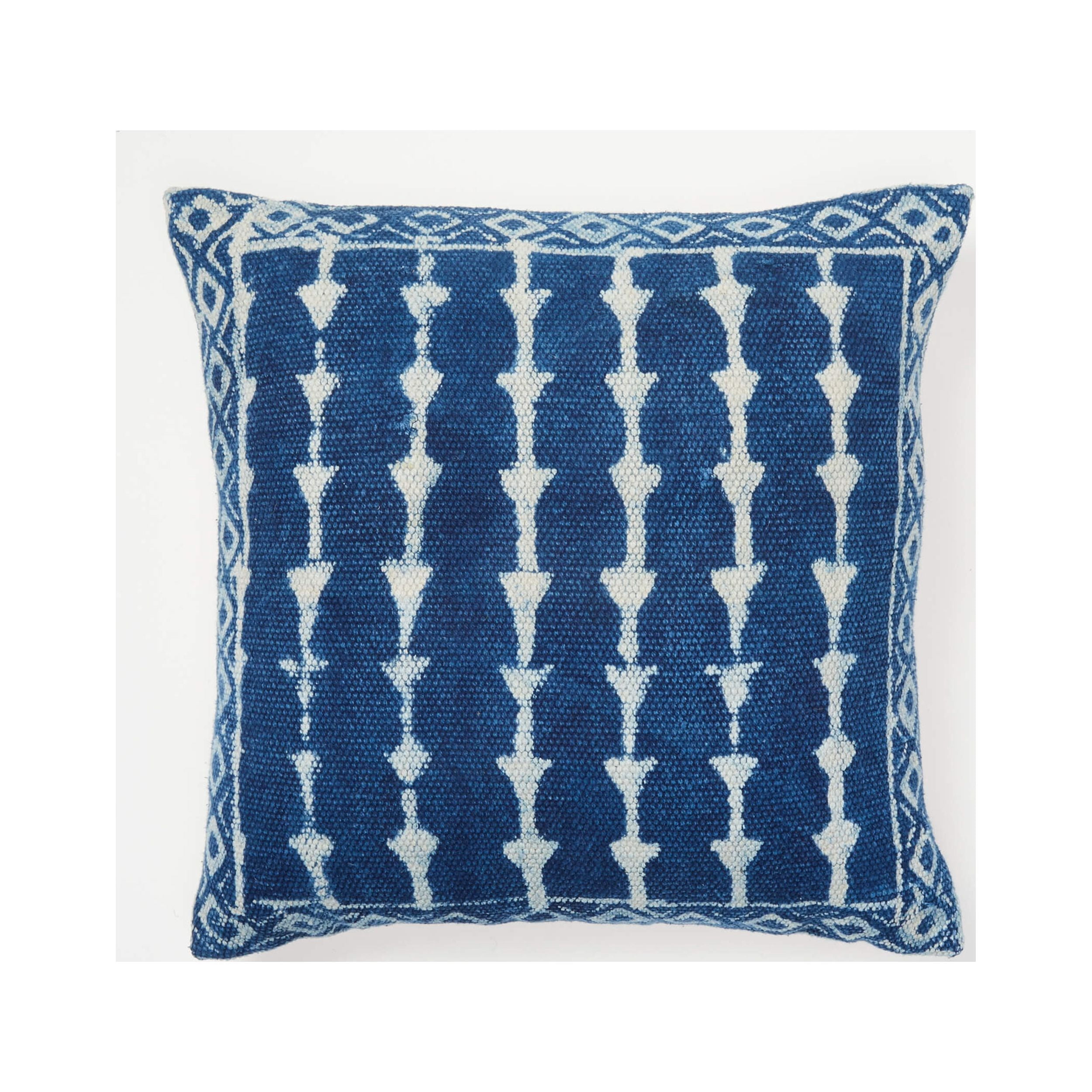 Dormify Handmade Indigo Block Printed Square Pillow, 20 x 20, Dark Blue ...
