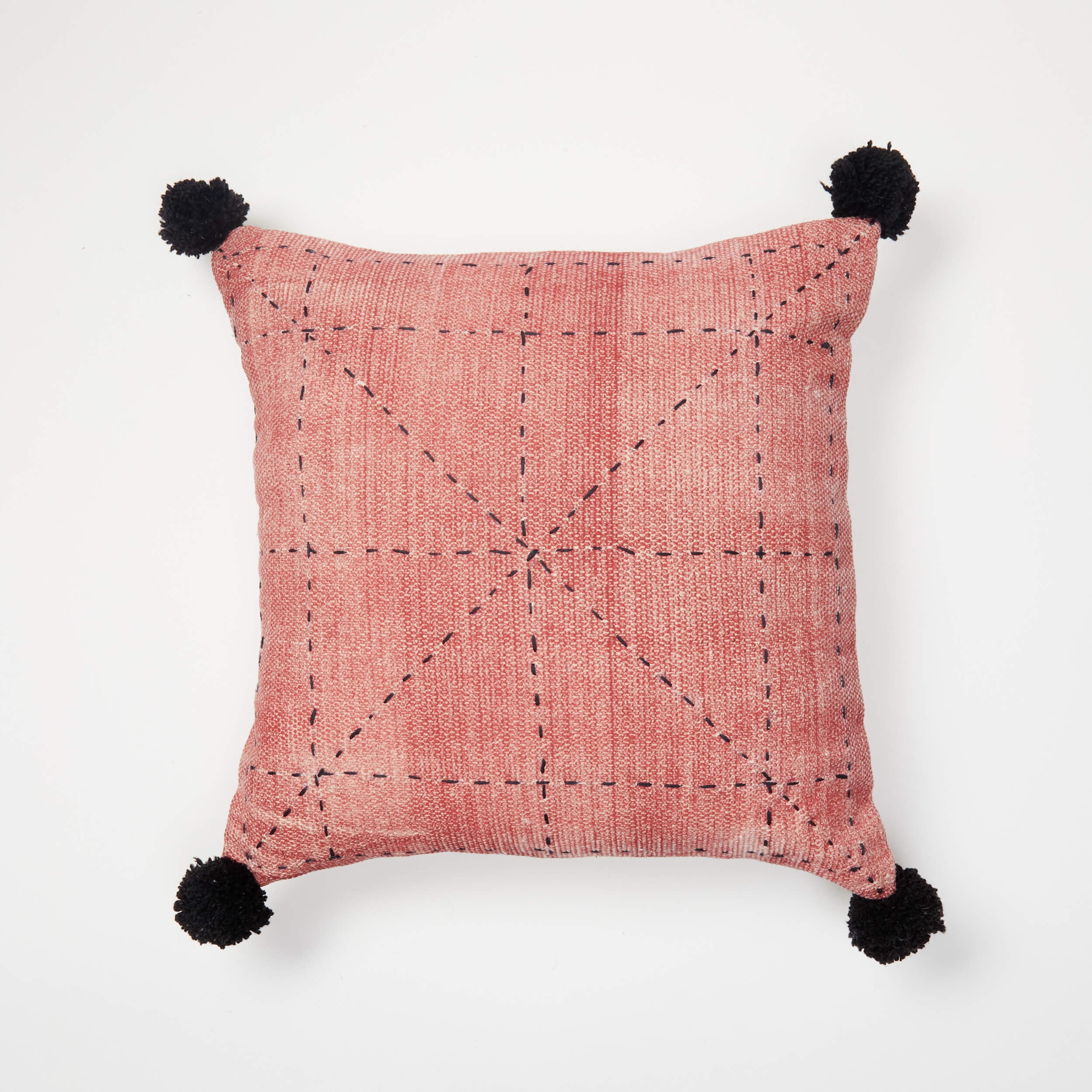 Dormify Handmade Stitched Detail Square Pillow, Red, 20 x 20, Dorm ...