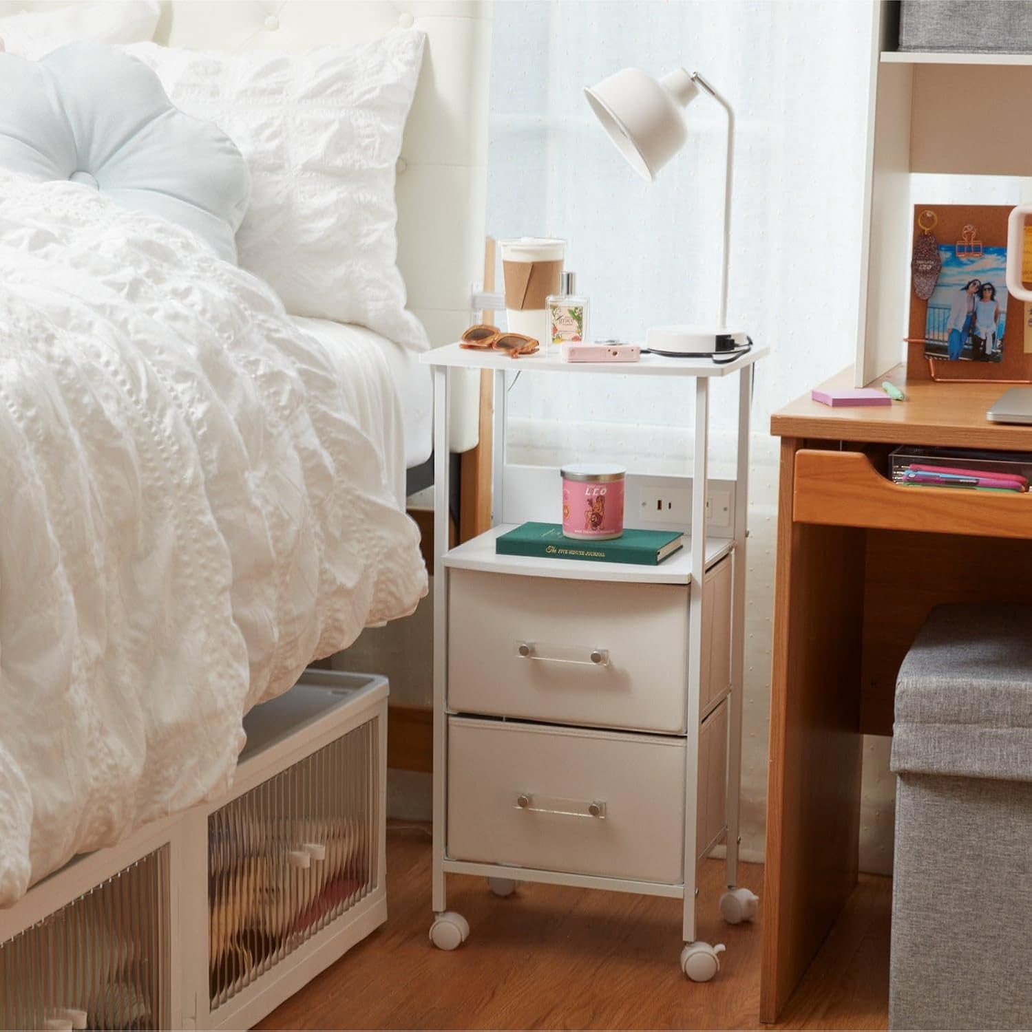 Dormify Sunny Charging 2-Drawer on Wheels | Storage | Side Table ...