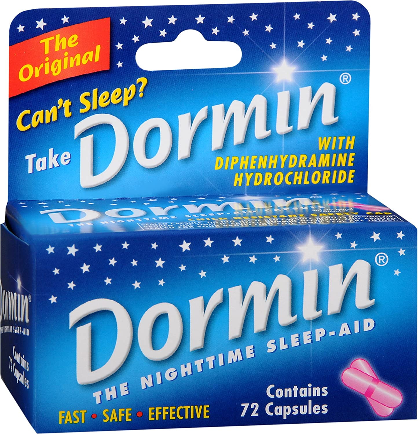 Dormin Nighttime Sleep Aid Capsules, 72 Count, Nite Tablets Medication ...