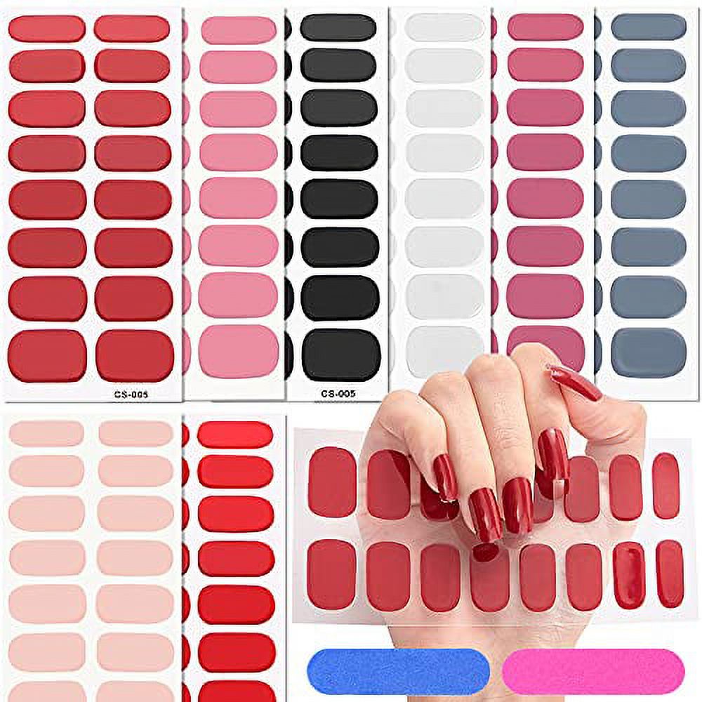 Dornail 8 Sheets Solid Color Nail Polish Strips Full Nail Wraps Nail ...