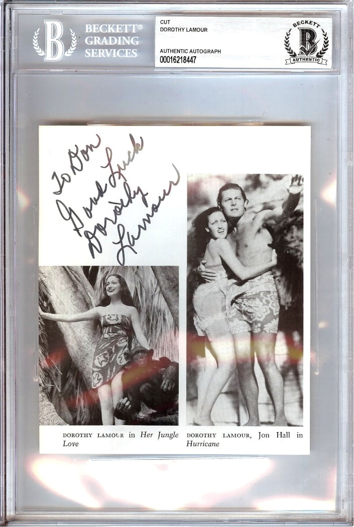Dorothy Lamour Signed Autograph Cut Signature Her Jungle Love BAS ...