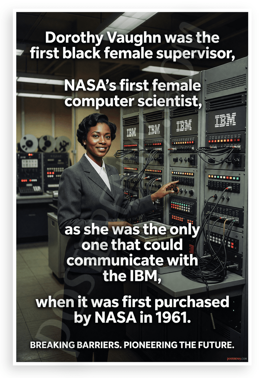 Dorothy Vaughan NASA First Black Female Supervisor IBM Computer 12x18 ...