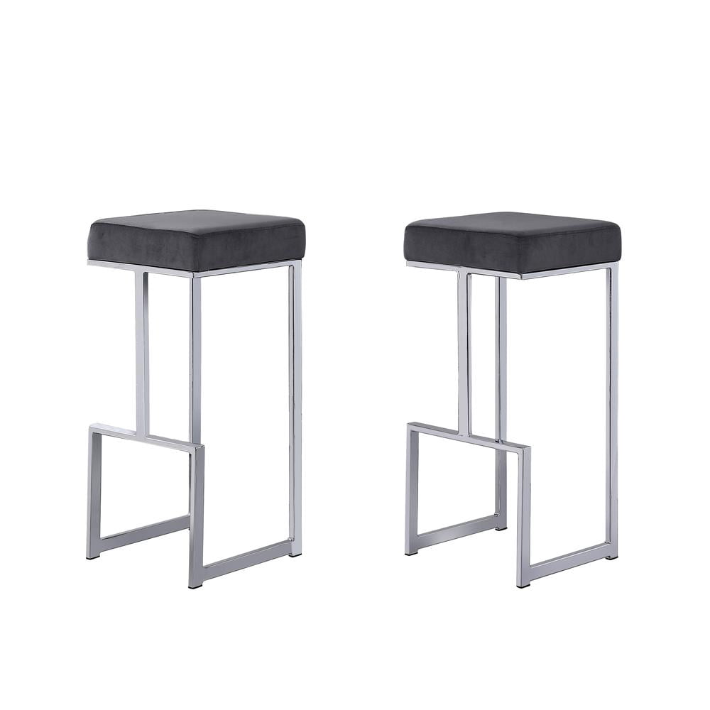 Dorrington Modern Velvet Backless Bar Stool in Gray/Silver (Set of 2 ...