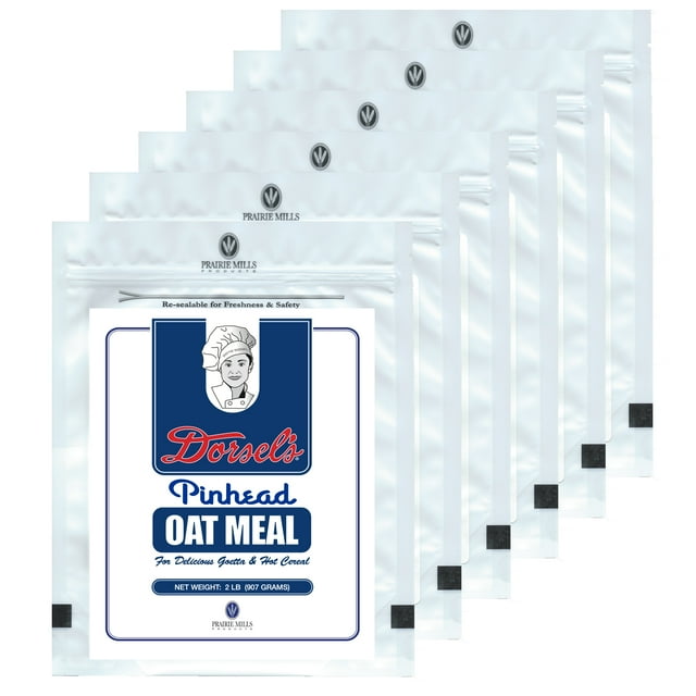 Dorsel's High Quality Pinhead Oat Meal, 2lb Resealable Bag - Pack of 6 ...