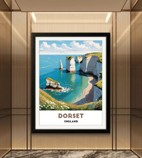 Dorset Poster Â€“ Iconic Coastal Cliffs, Scenic English Seaside Art ...