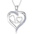 Dorunmo Stethoscope Necklace 925 Sterling Silver Stethoscope Heart ...