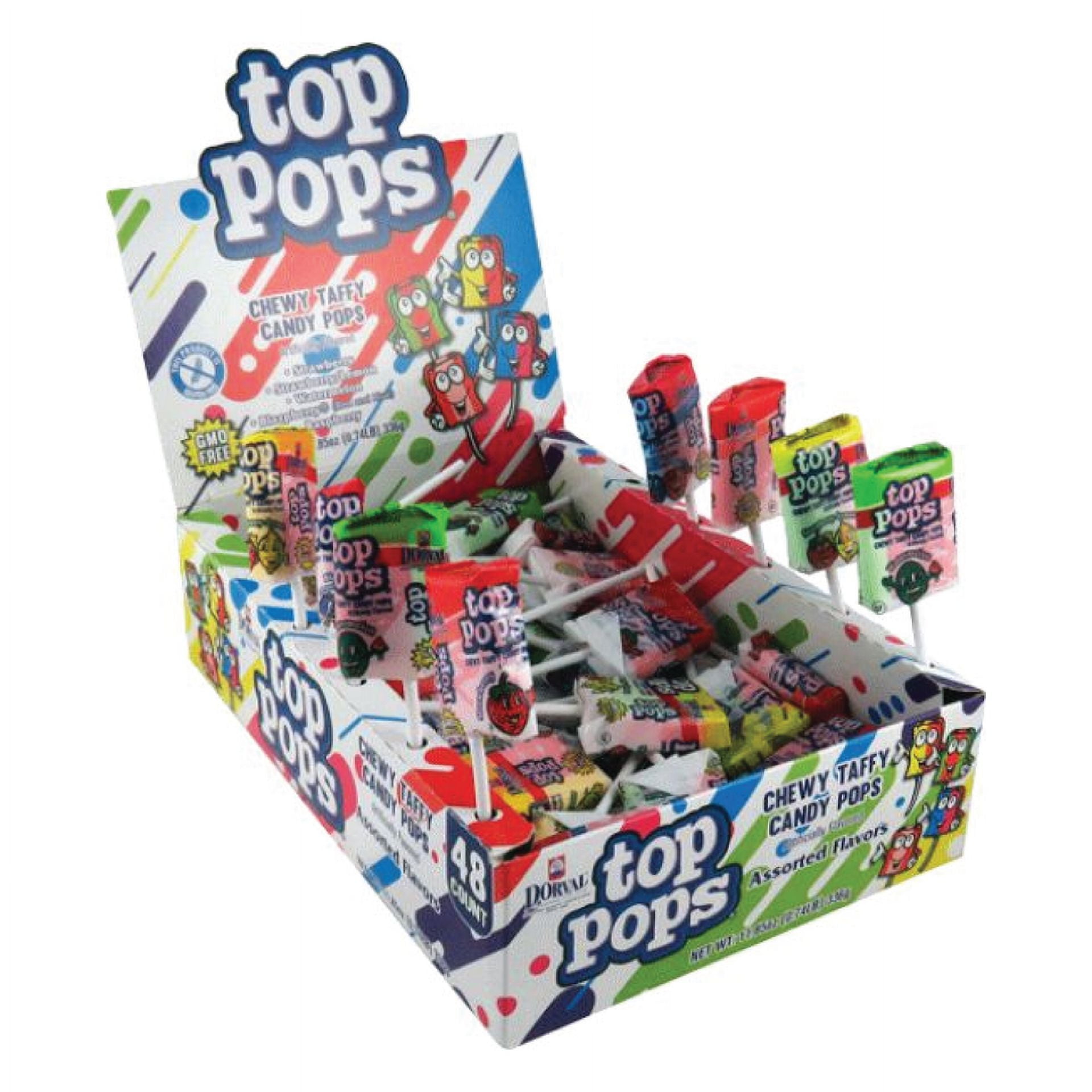 Dorval Top Pops Assorted Flavor Chewy Taffy Candy 12 Pops | .35oz ...
