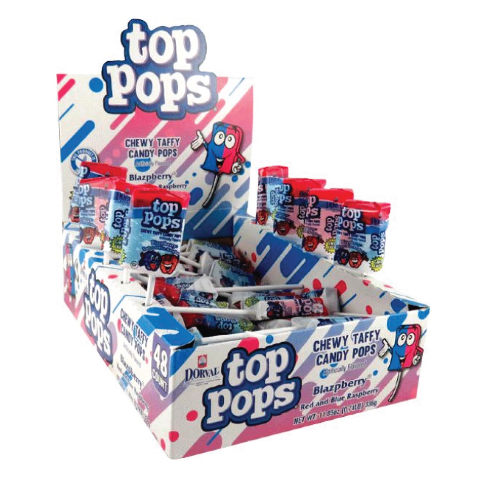 Dorval Top Pops Blazpberry Flavor Chewy Taffy Candy 12 Pops | .35oz ...