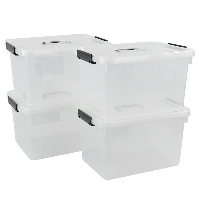 Doryh 10 L Clear Plastic Latching Storage Bin with Black Handle ...