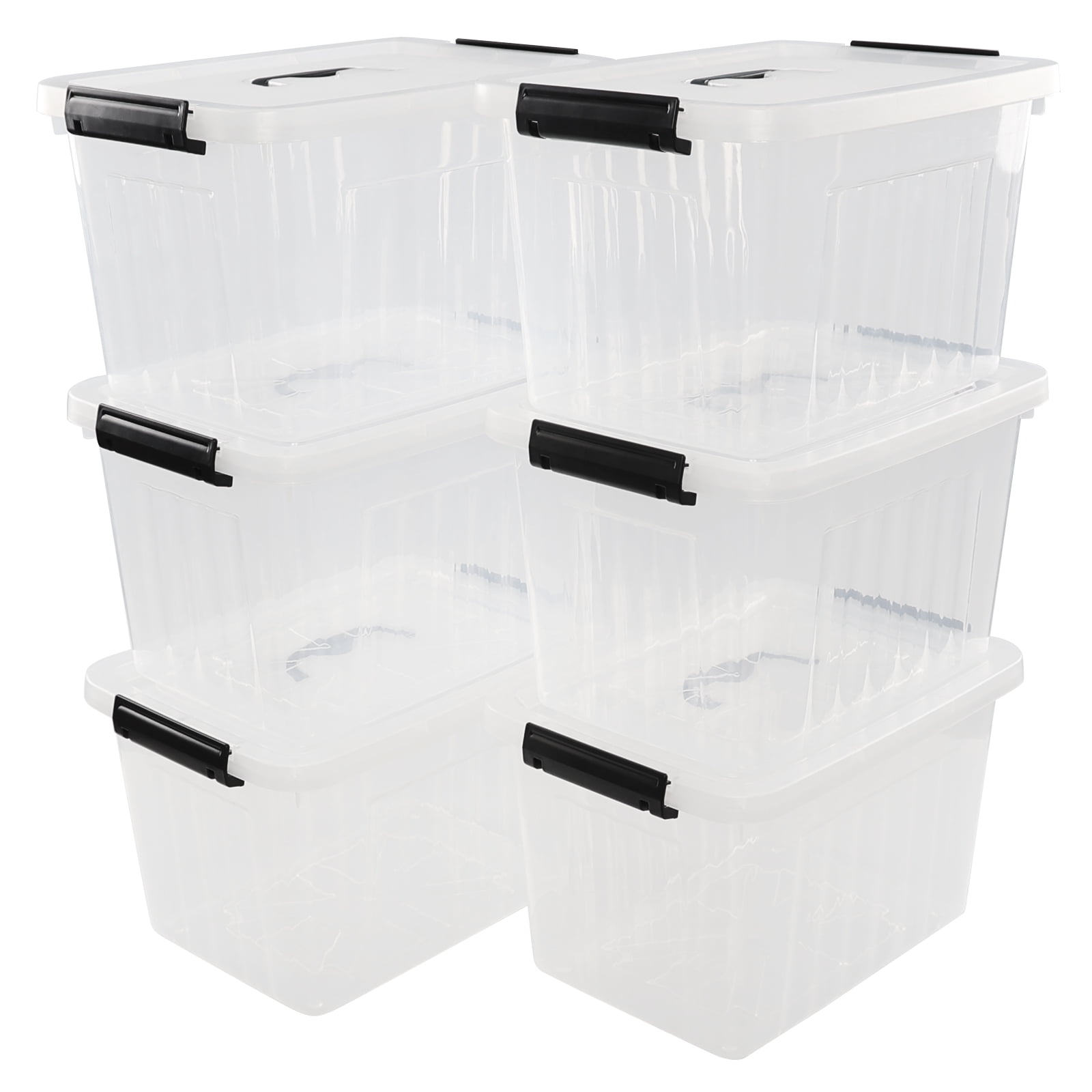 Doryh 12 Quart Clear Plastic Latching Storage Bin with Lid, Stackable ...
