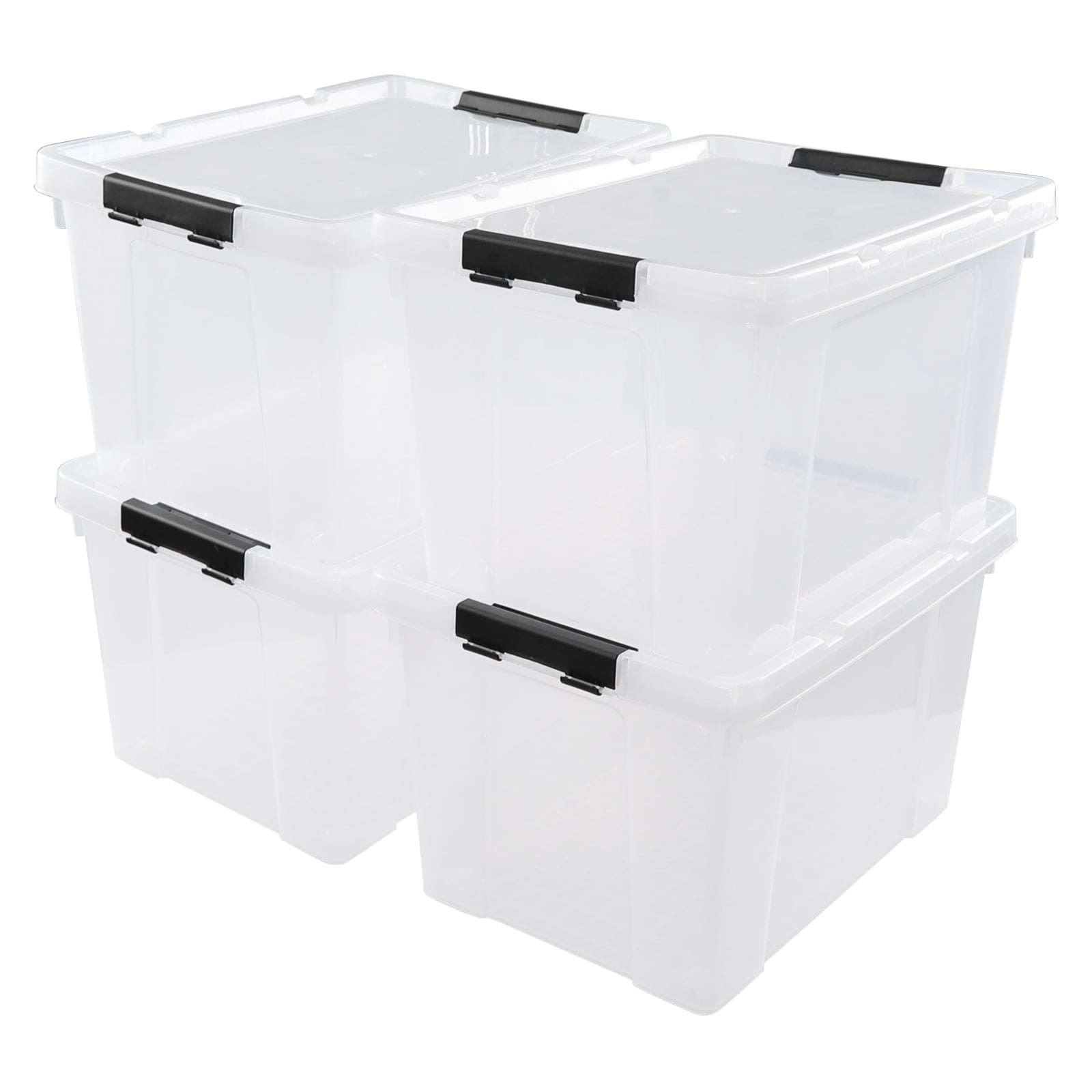 Doryh 35 Liter Clear Plastic Storage Bin with Wheels, Set of 4 ...
