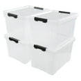 Doryh 35 Liter Clear Plastic Storage Bin with Wheels, Set of 4 ...