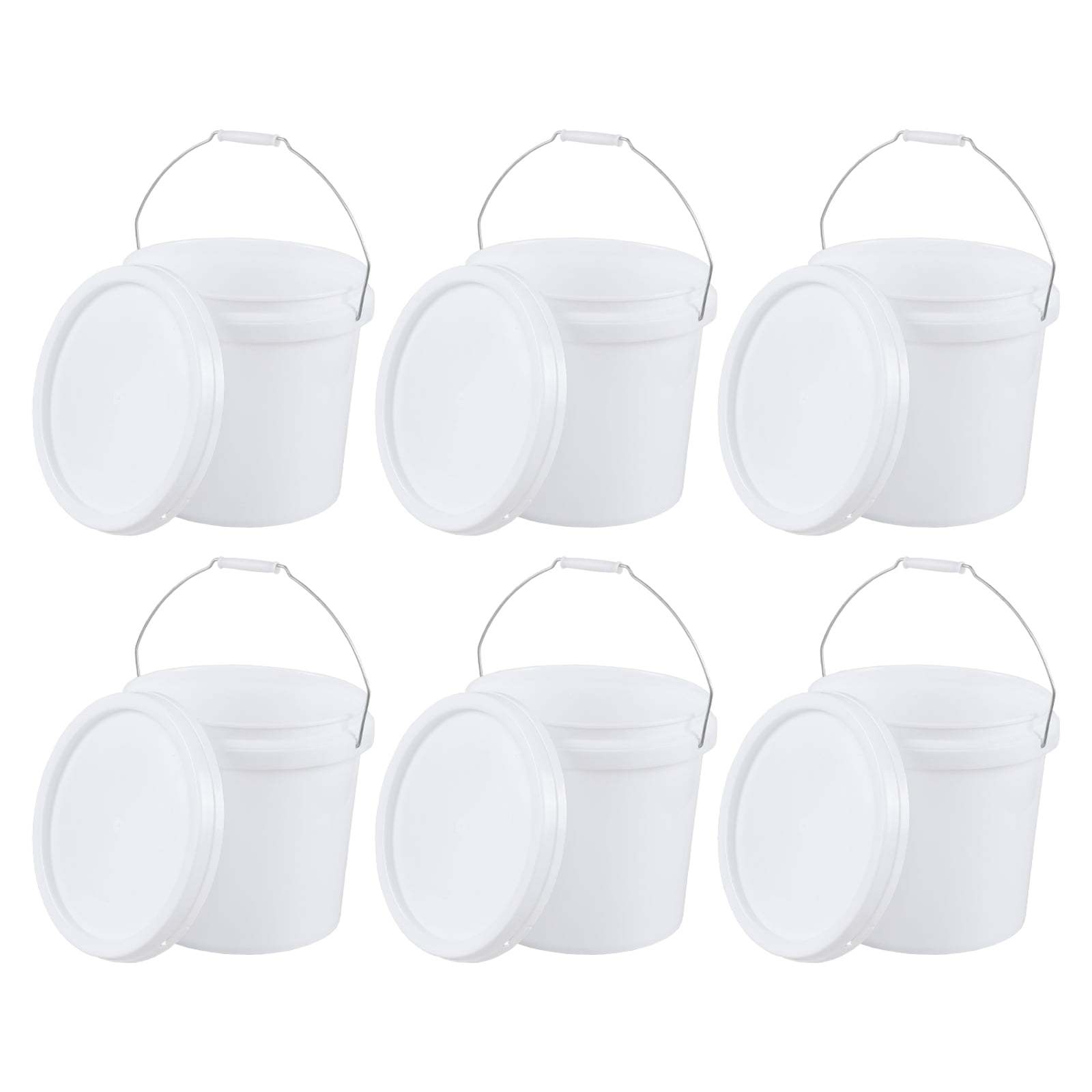 Doryh 4 Gallon Plastic Pails with Sealed Lids, White Round Food Grade ...