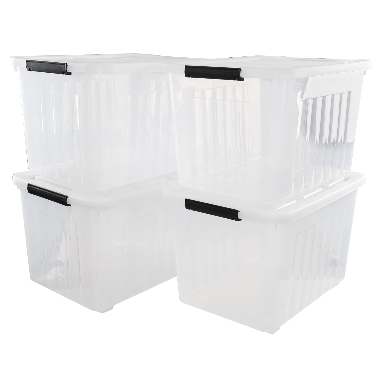 Doryh 4 Pack Huge Plastic Storage Bin with Wheel, 70 L Large Clear ...