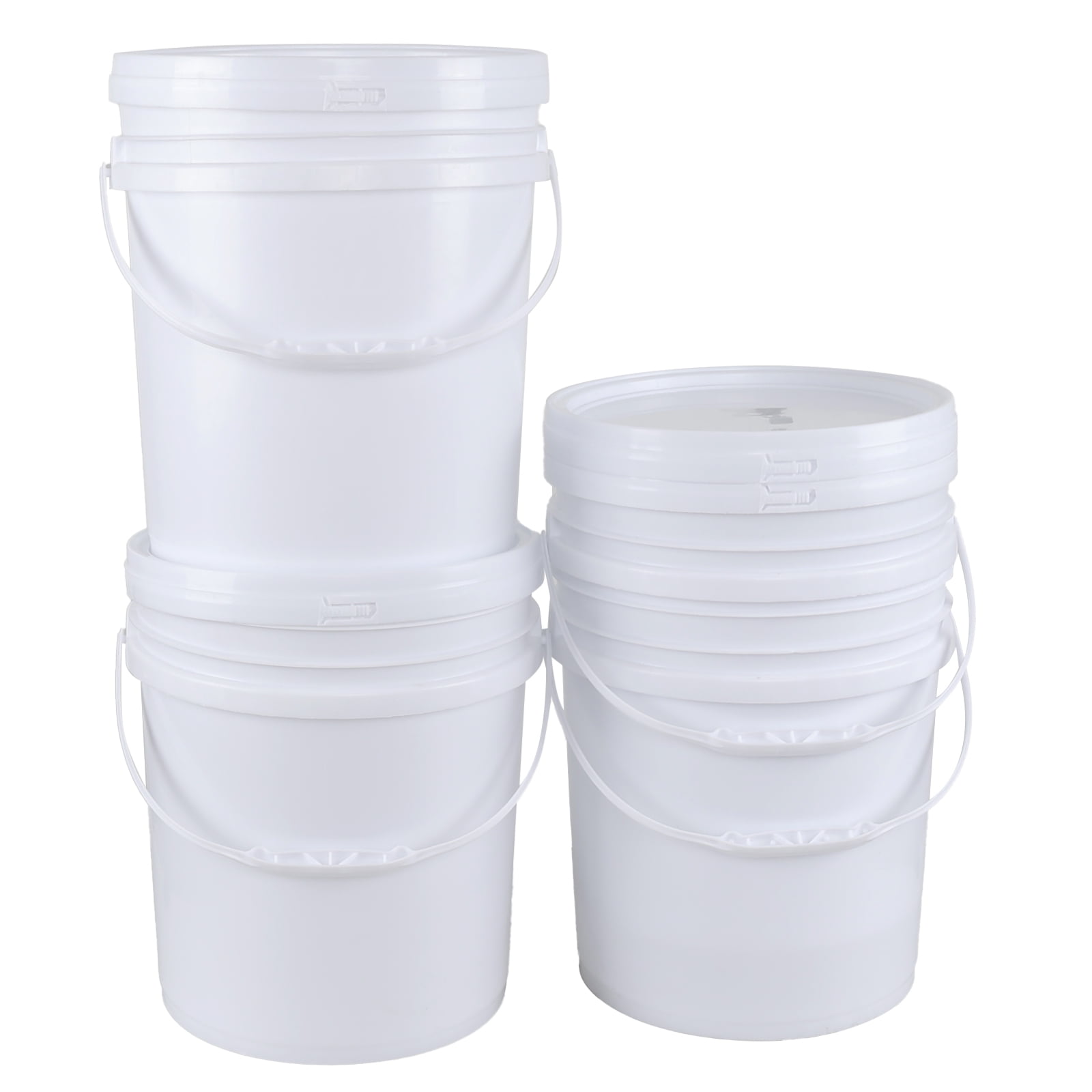Doryh 6.6 Gallon Round Bucket Pail with Lid, White Plastic Bucket with ...
