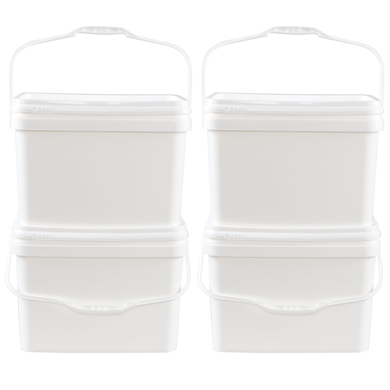 Doryh White Plastic Buckets with Airtight Lids, 5.3 Gallon Rectangular ...