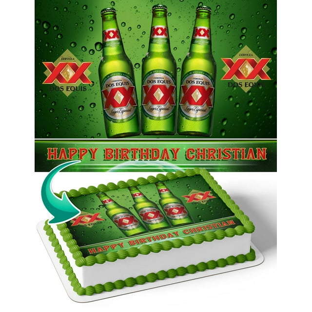 Dos Equis Edible Image Cake Topper Personalized Birthday Sheet Decal ...