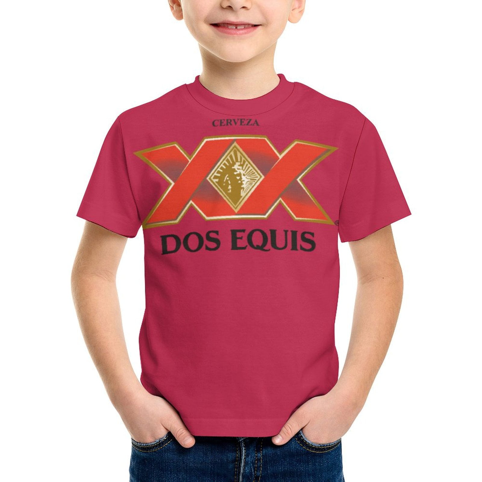Dos Equis T-Shirt for Boys Girls, Kids Novelty Crew Neck Tops, Lightweight Short Sleeve Tee, XS ...