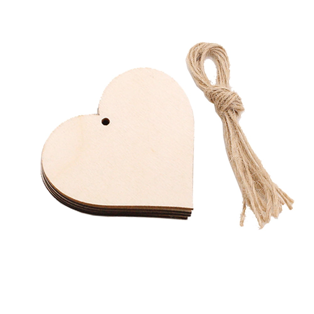 Dosaele 10 Pieces Natural Wood Hearts, Large Unfinished Pre-Drilled ...