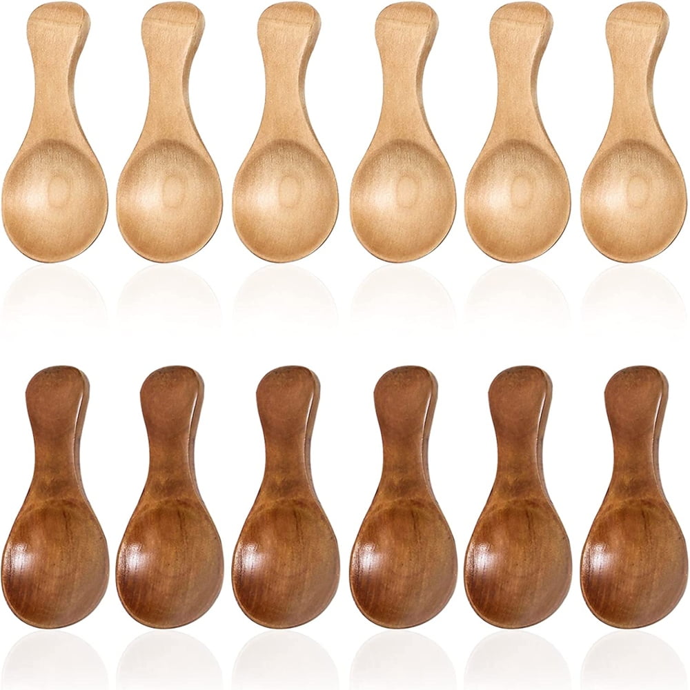 Dosaele 12 Pieces Small Wooden Spoon, 3.35 Inches Salt Spoon Honey ...
