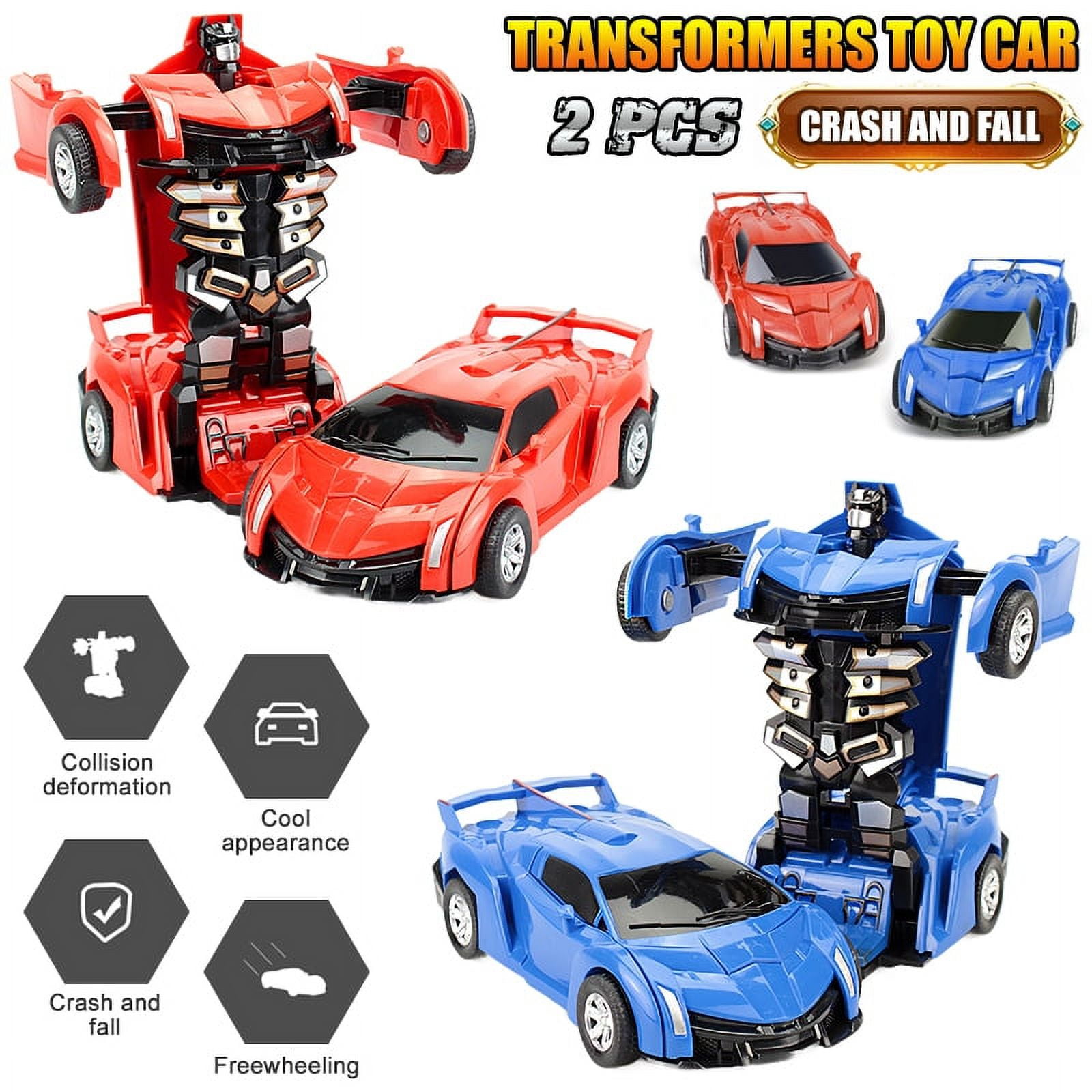 Dosaele 2 Pack Trading Robot Car Transforming Robot Toys 2 in 1 Button ...