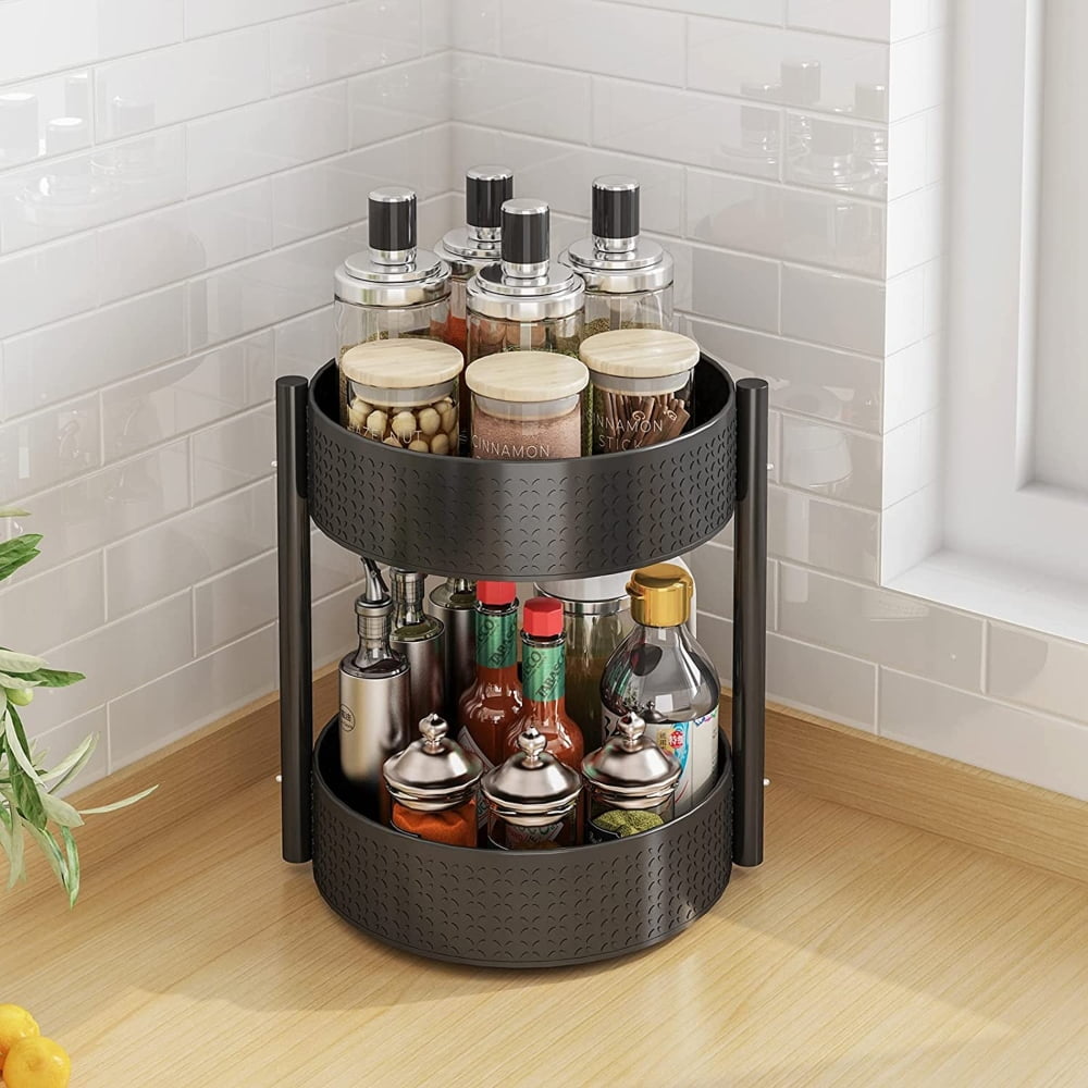 Dosaele 2 Tier Lazy Susan Turntable Spice Rack Organizer Steel 360 ...