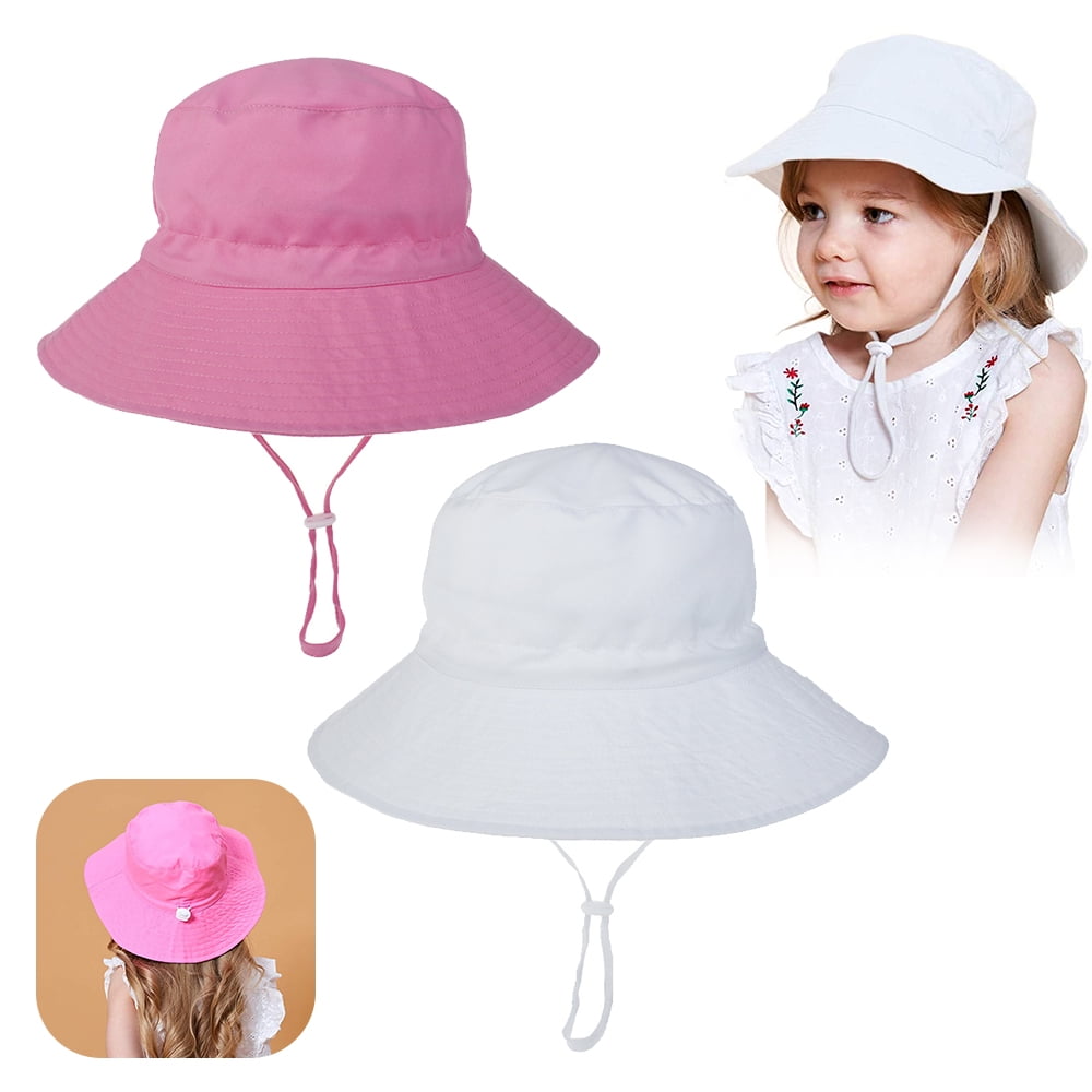Dosaele 2PCS Summer Kid Sun Hat Toddler White And Pink Beach Cap UPF 50 ...