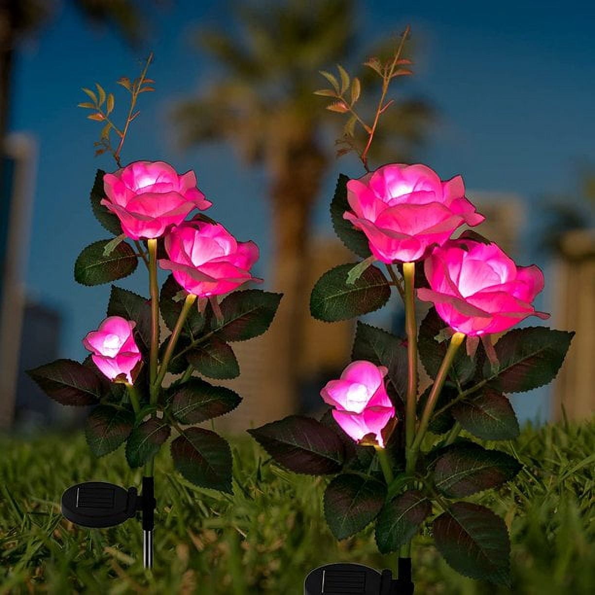 Dosaele Solar Decorative Stake Rose Flower Lights for Yard Outdoor ...